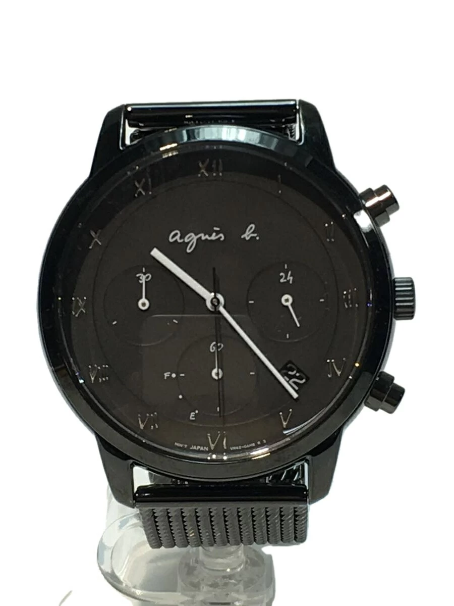 agnes b. solar/analog/stainless steel/BLK/VR42-kdd0 - Timepeaks