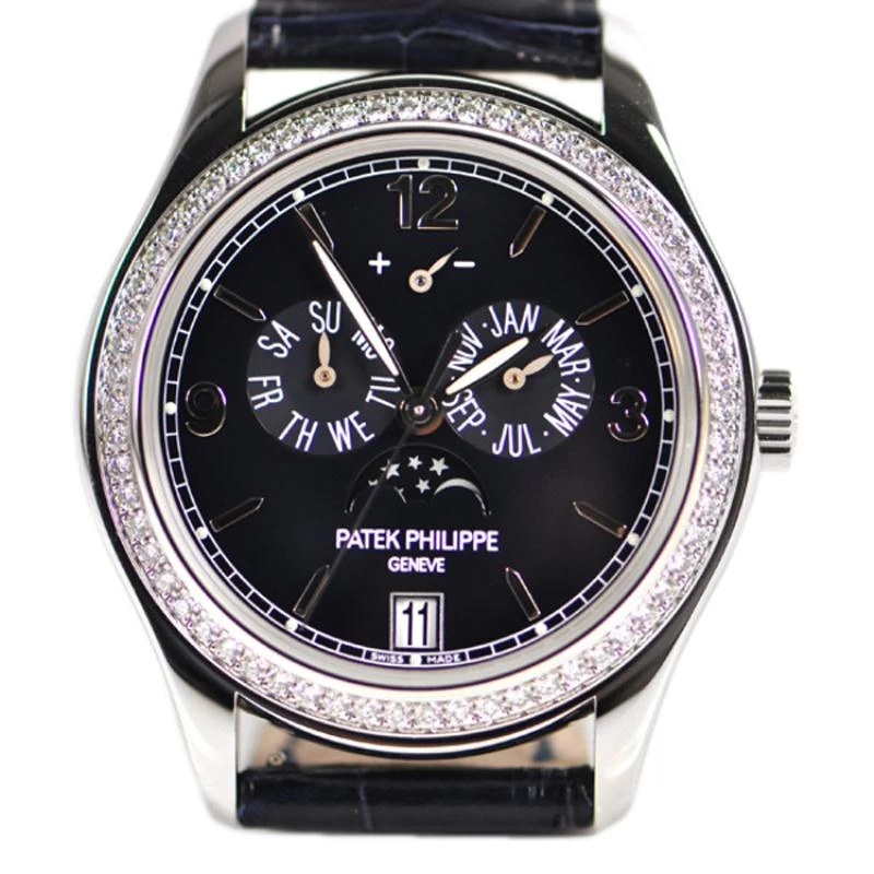 PATEK PHILIPPE PATEK FILIP COMPLICATION WHITE GOLD/DIAMOND BLACK SELF ...
